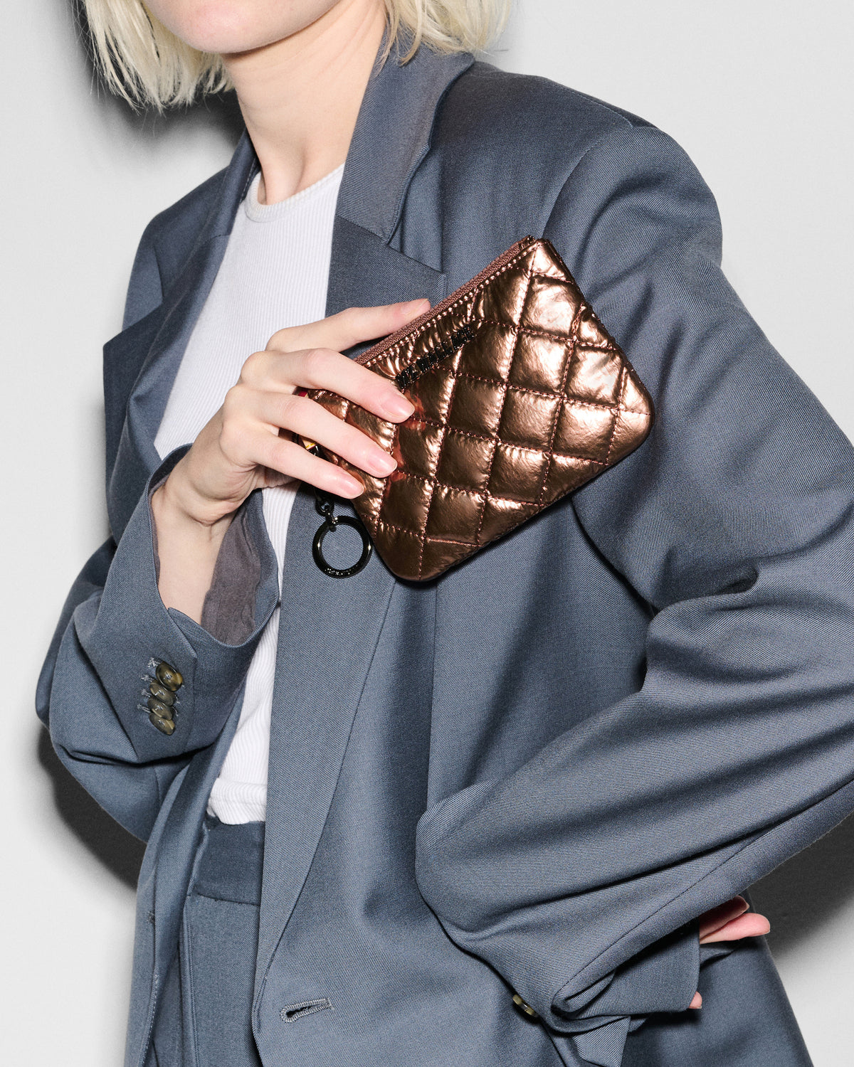 Flat Metro Key Pouch in Copper Metallic Lacquer| MZ Wallace