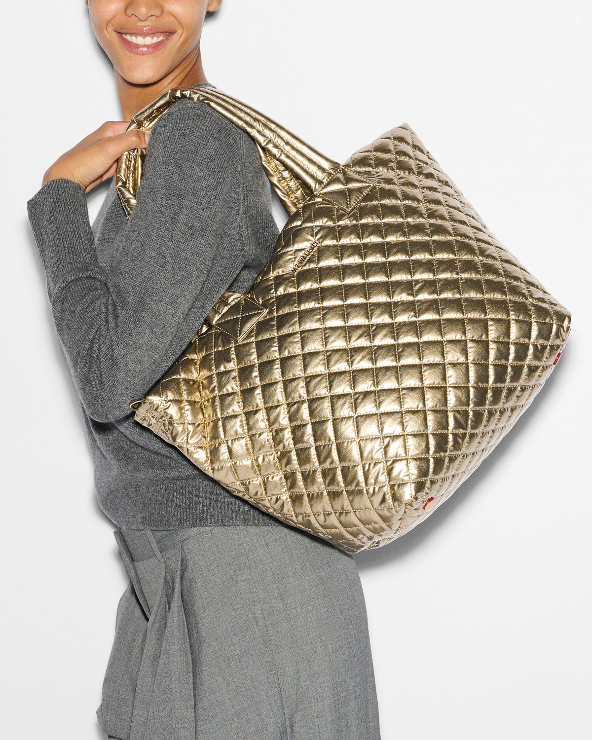 Antique Gold Metallic Medium Metro Tote Deluxe