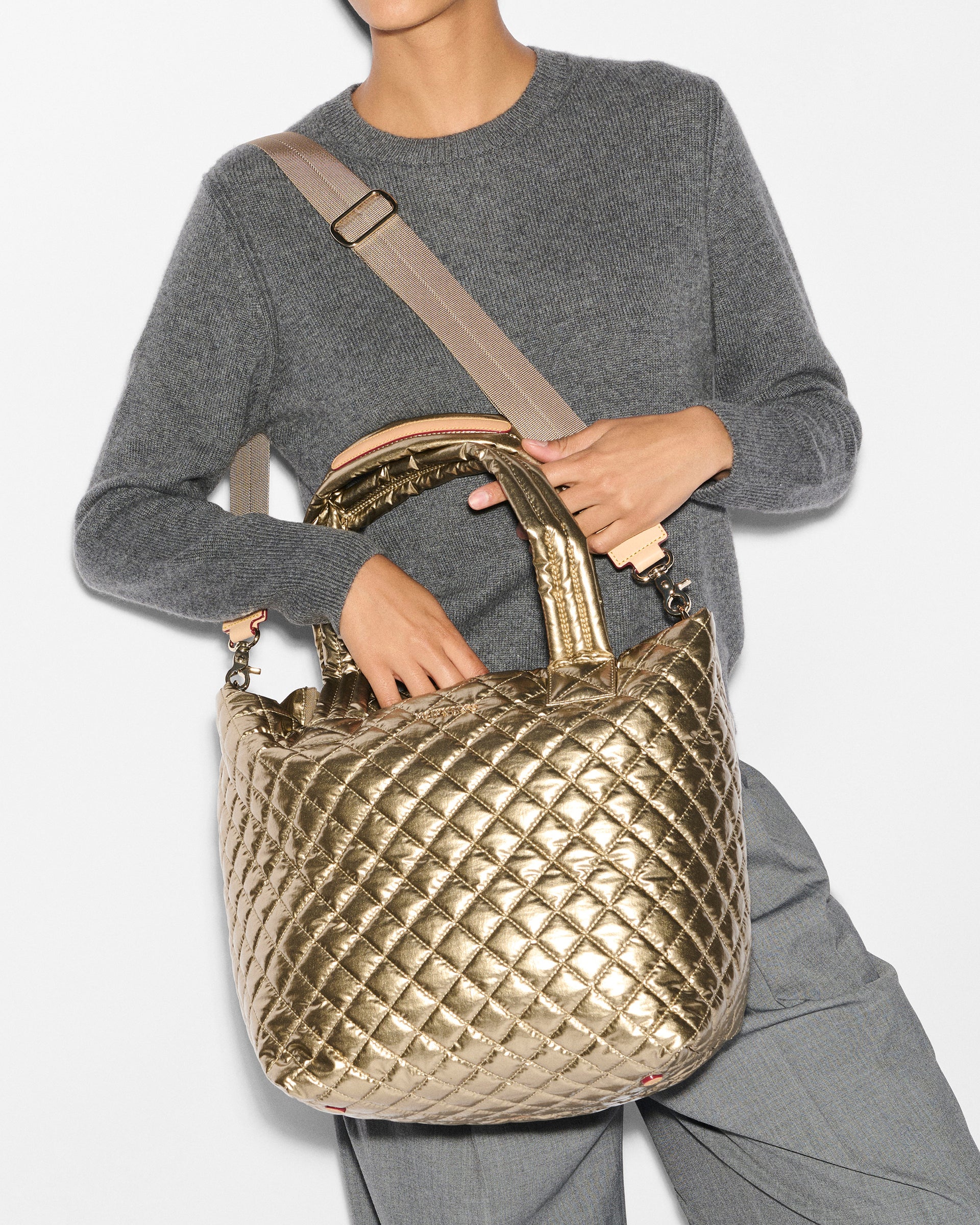 Antique Gold Metallic Medium Metro Tote Deluxe