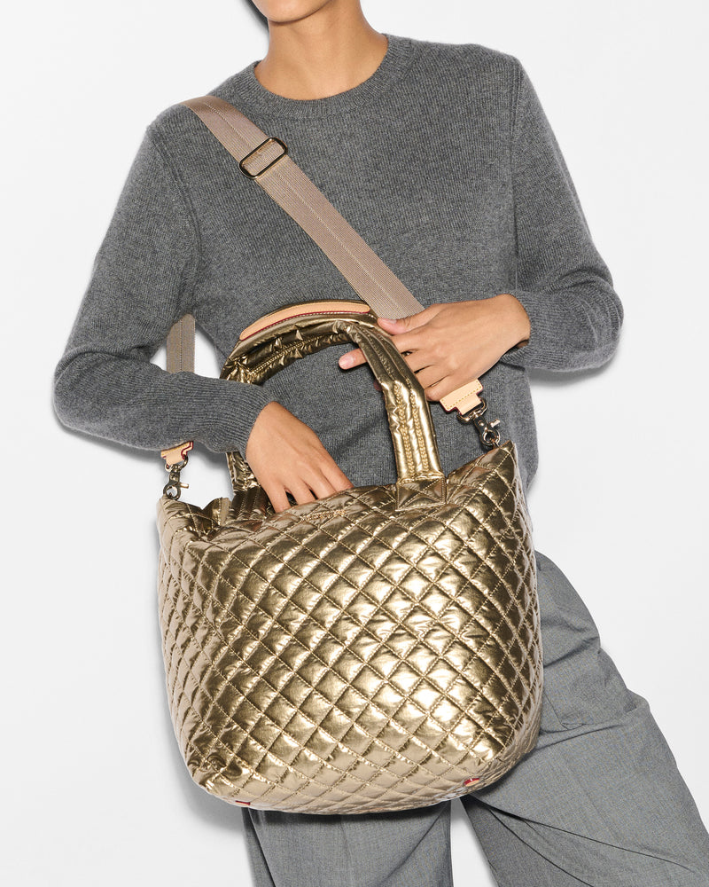 Antique Gold Metallic Medium Metro Tote Deluxe