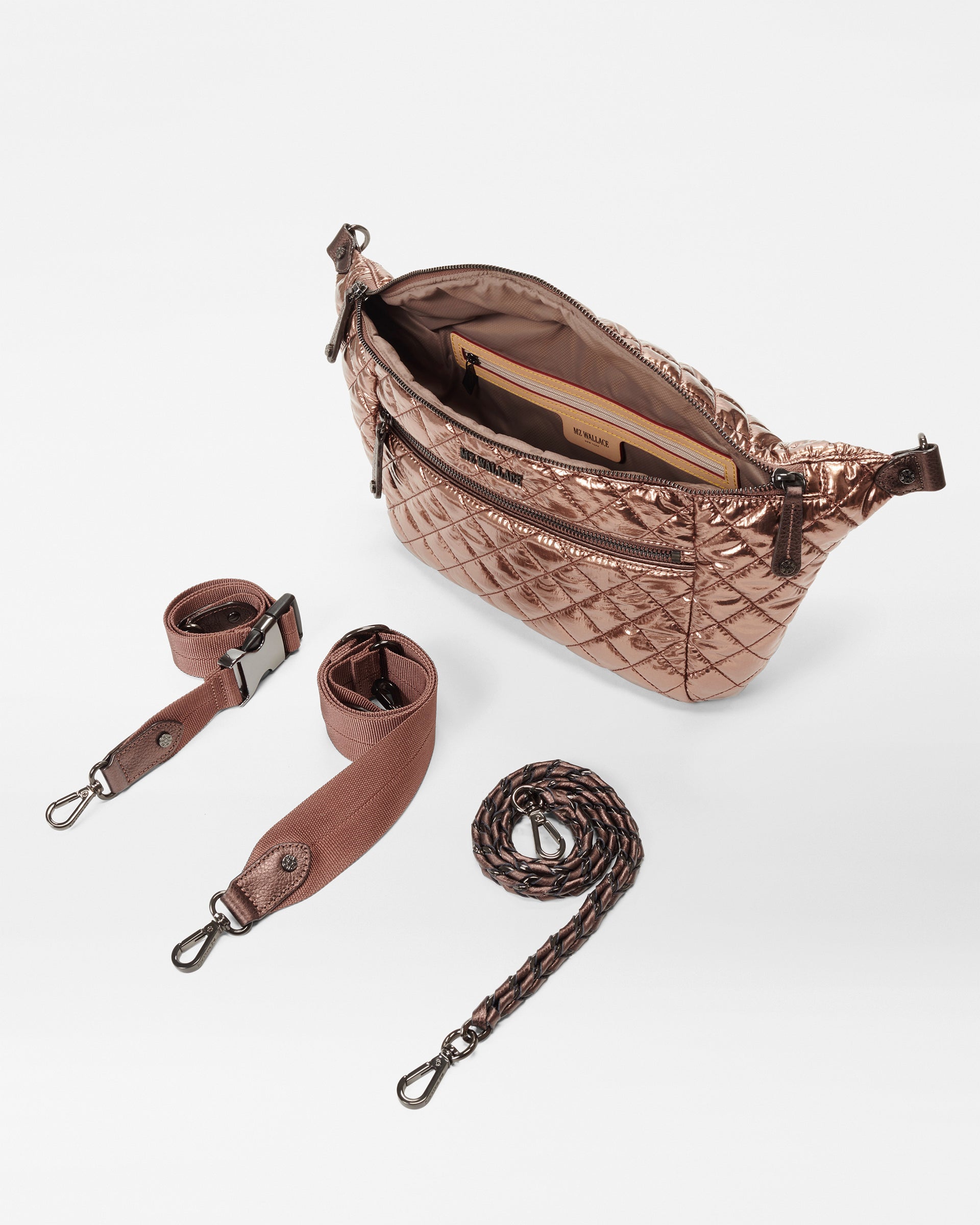 MZ Wallace Copper Metallic Lacquer Crosby Crossbody Sling Bag | MZ Wallace
