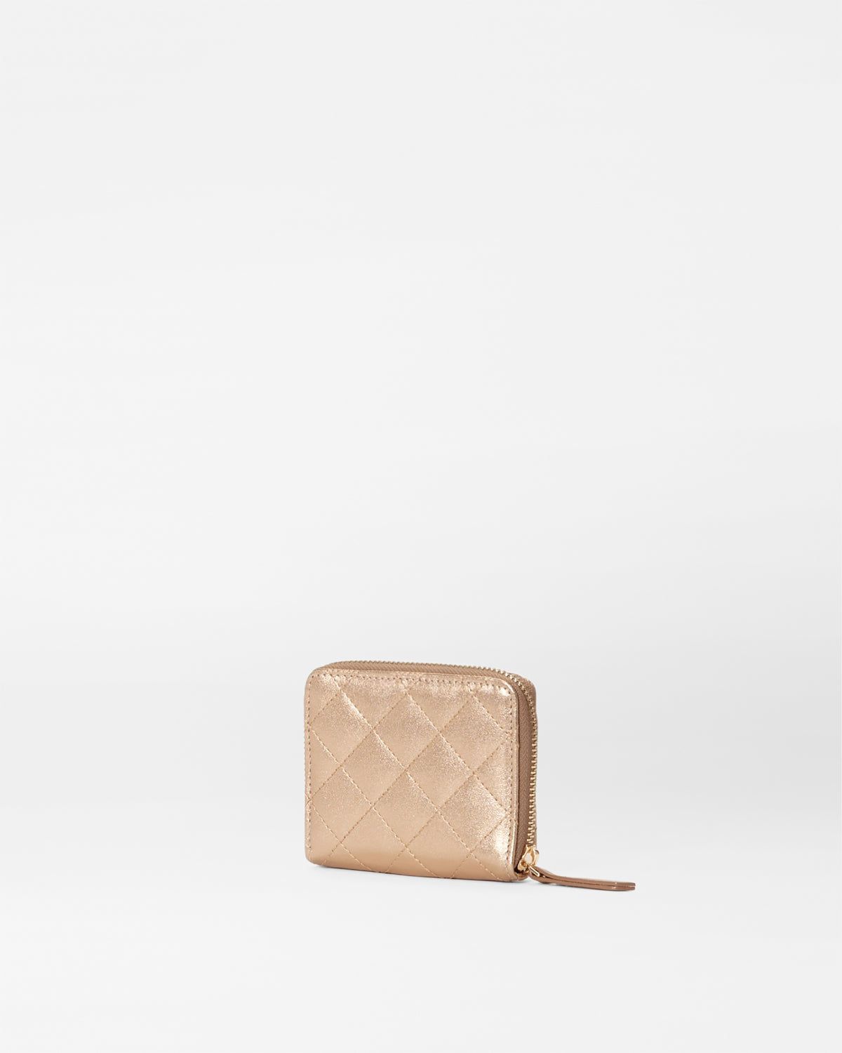 Honey Metallic Leather Small Zip Round Wallet