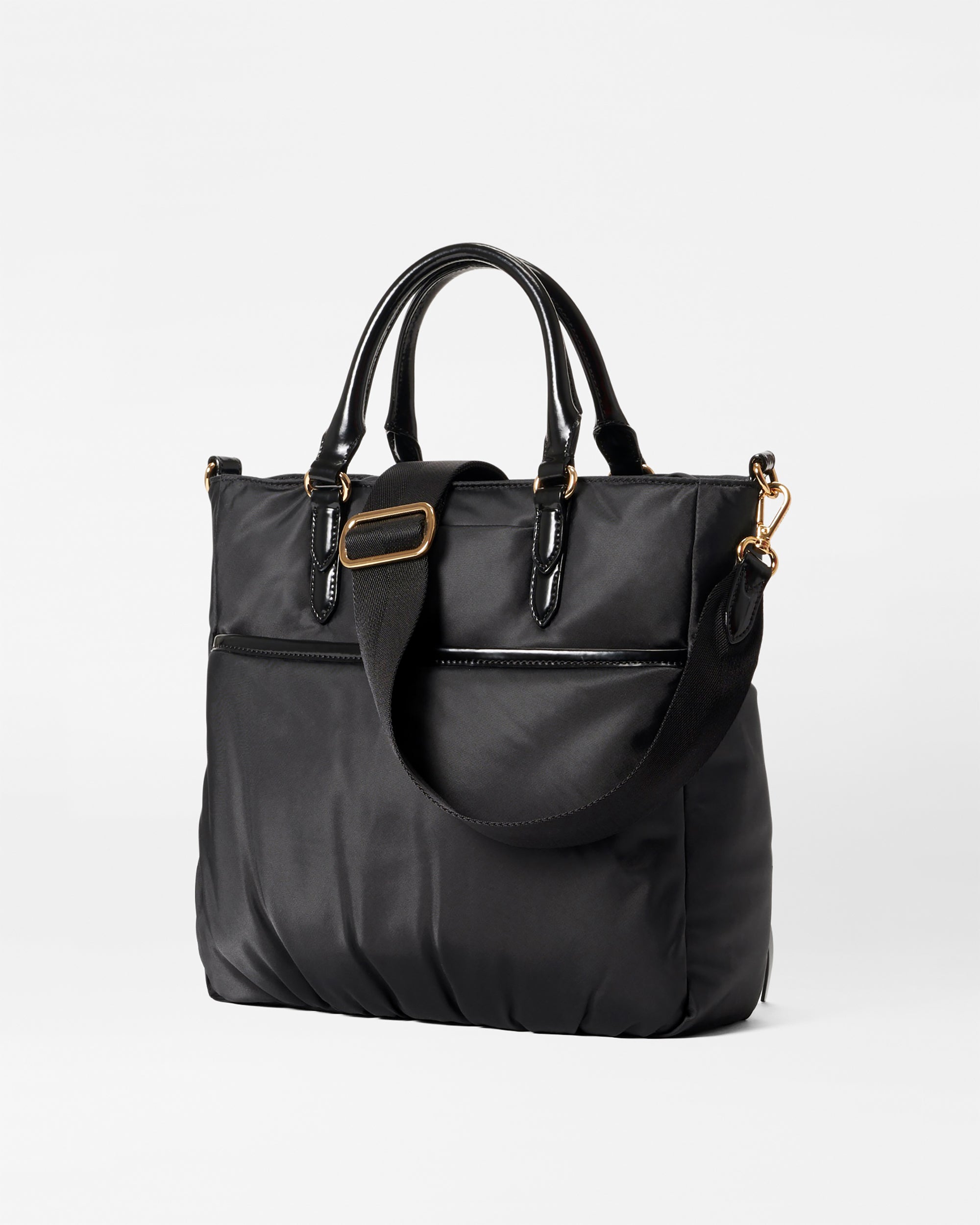Chelsea Small Top Handle Nylon Shoulder Bag in Black | MZ Wallace