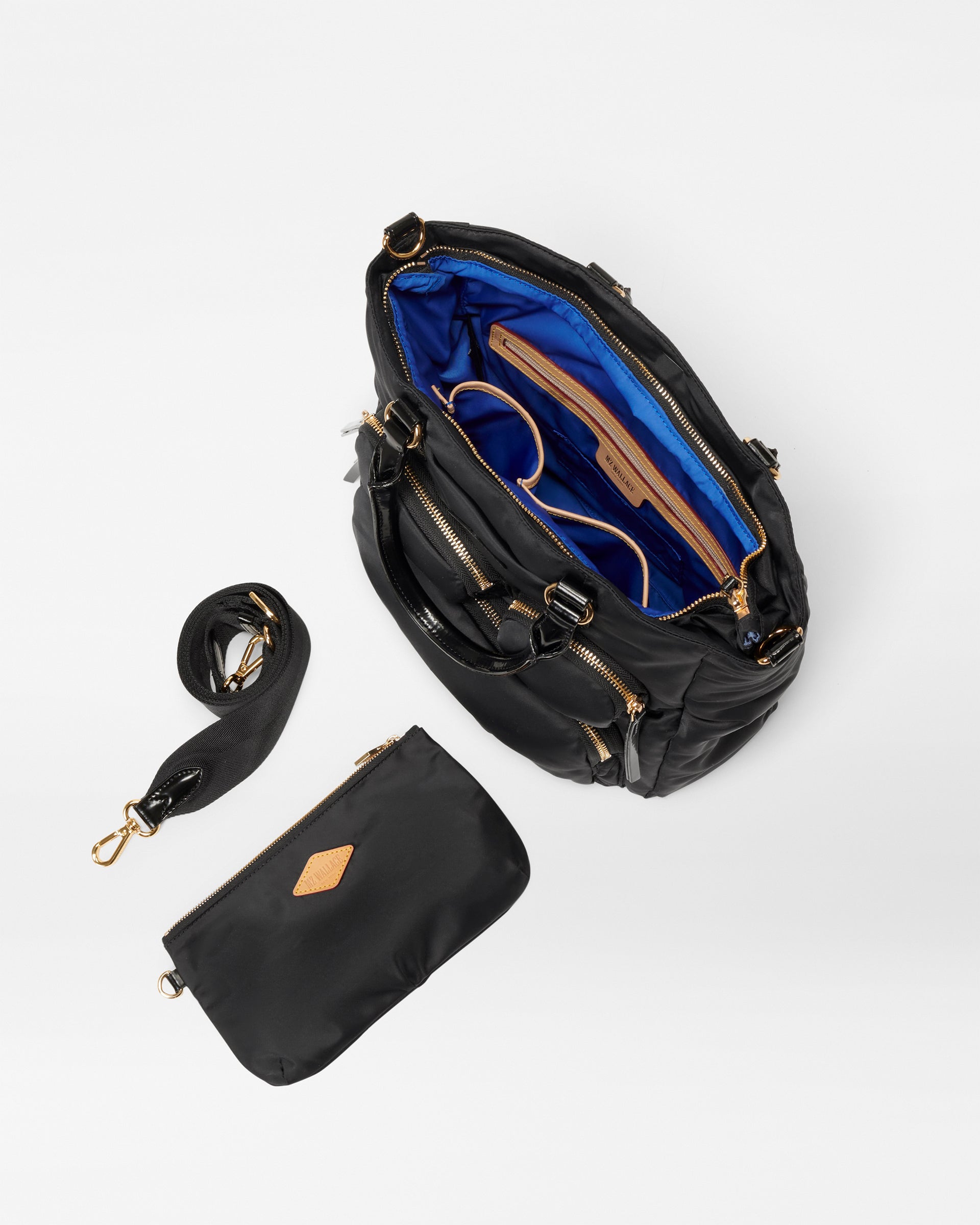 Chelsea Small Top Handle Nylon Shoulder Bag in Black | MZ Wallace