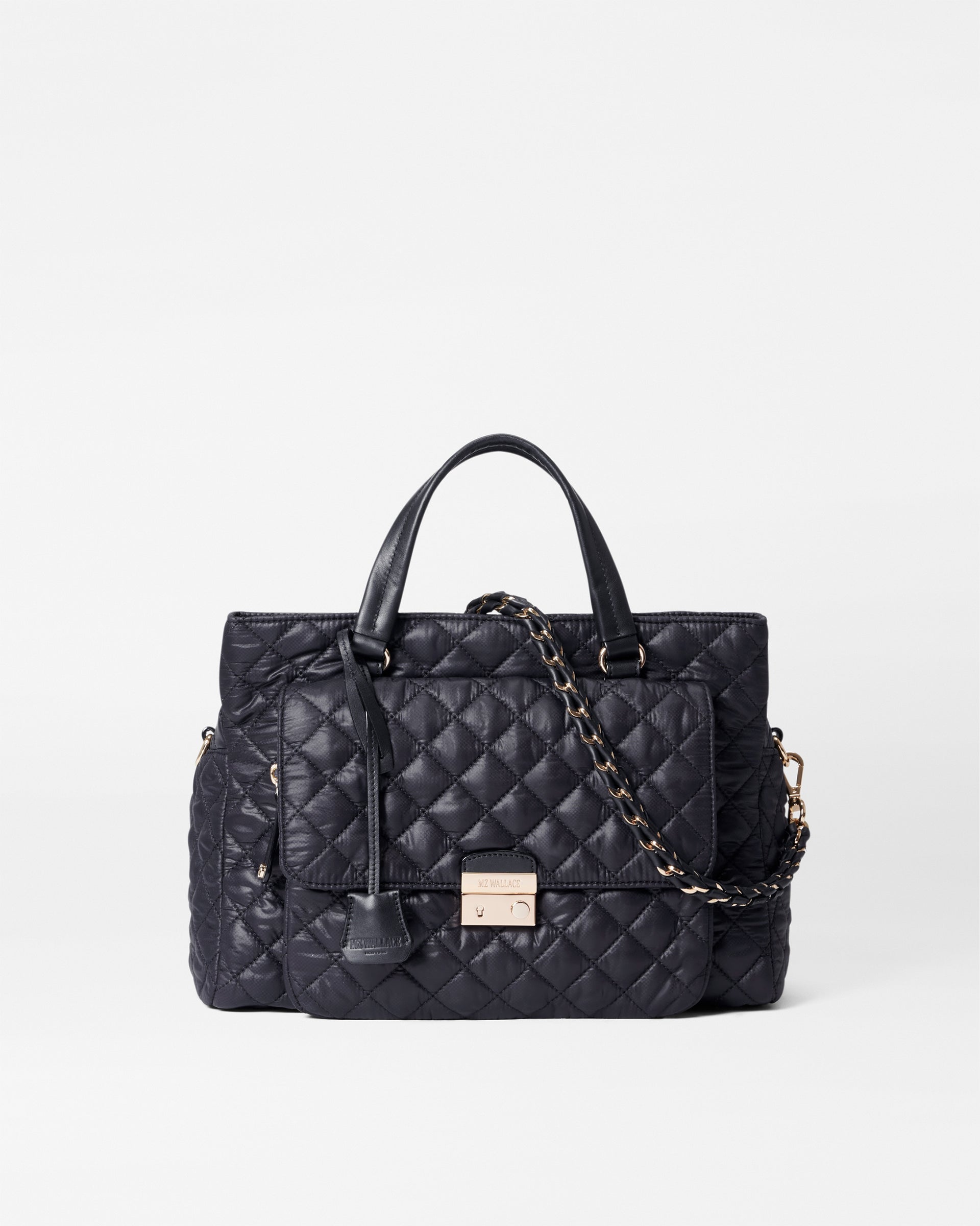 Crosby Lock Quilted Handbag Satchel in Black | MZ Wallace