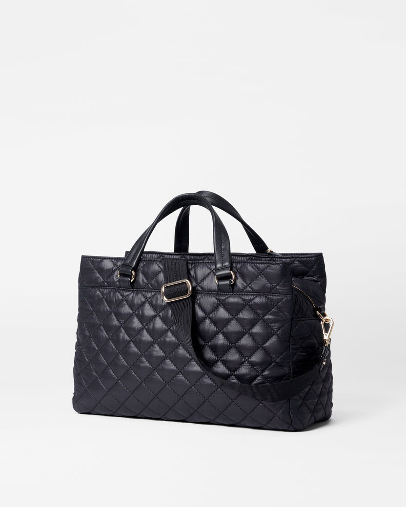 Crosby Lock Quilted Handbag Satchel in Black | MZ Wallace