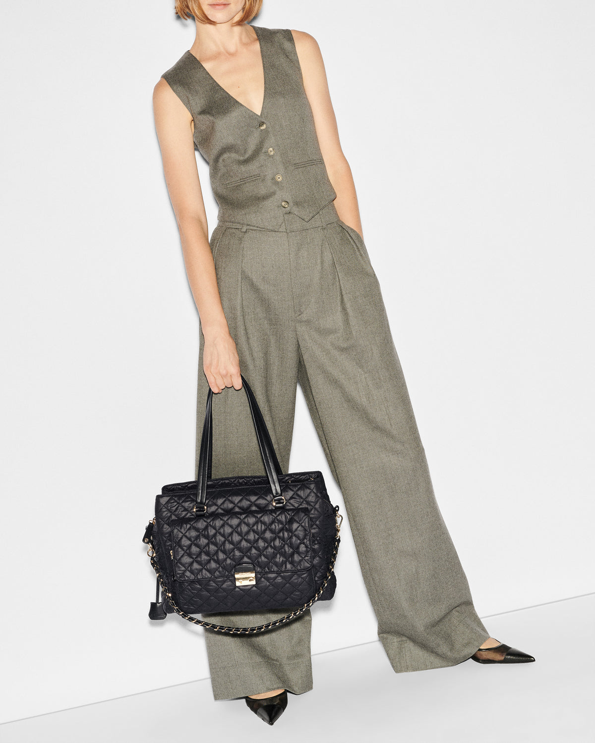 Crosby Lock Quilted Tote Bag in Black | MZ Wallace