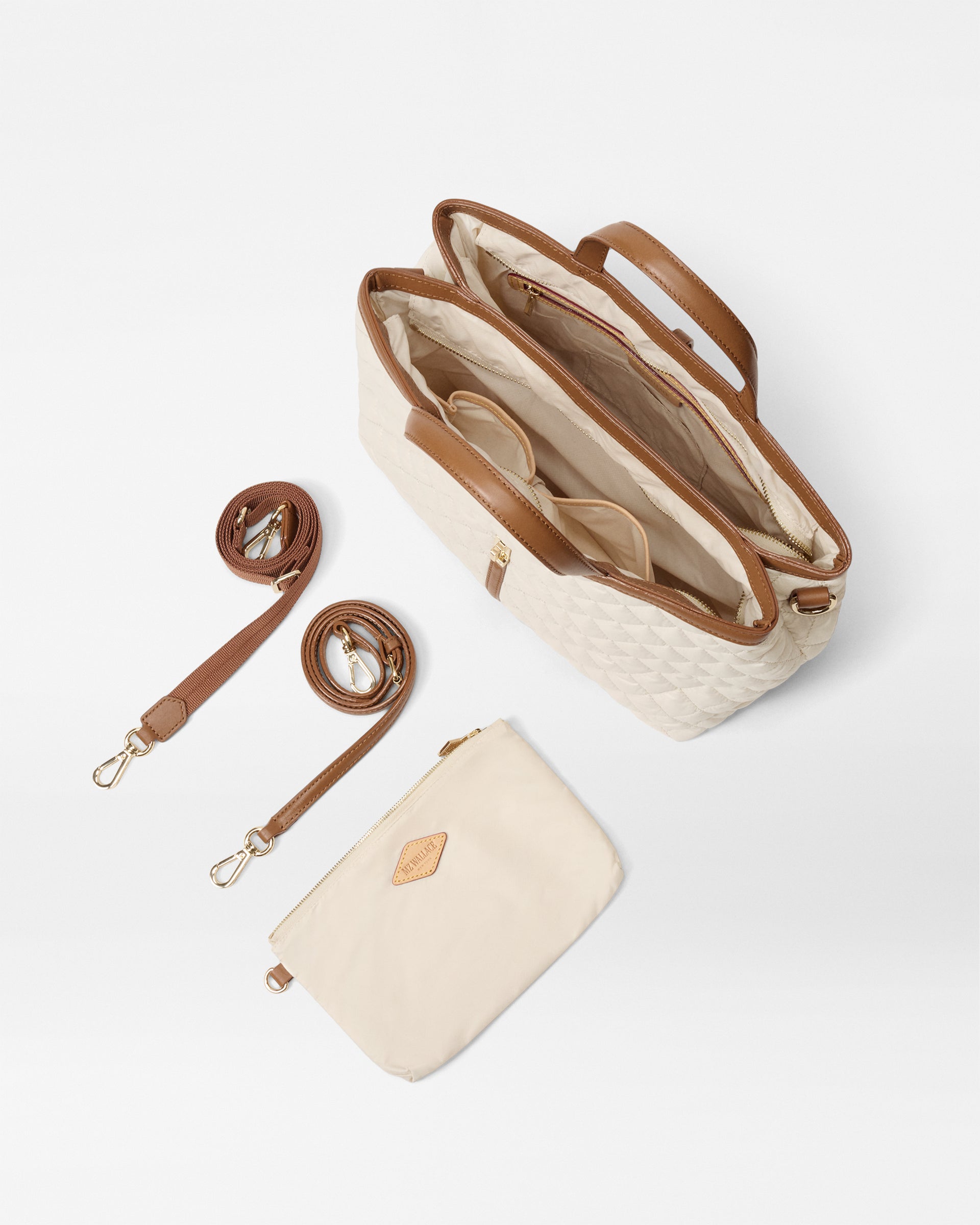 Sandshell with Brown Medium Astor Top Handle