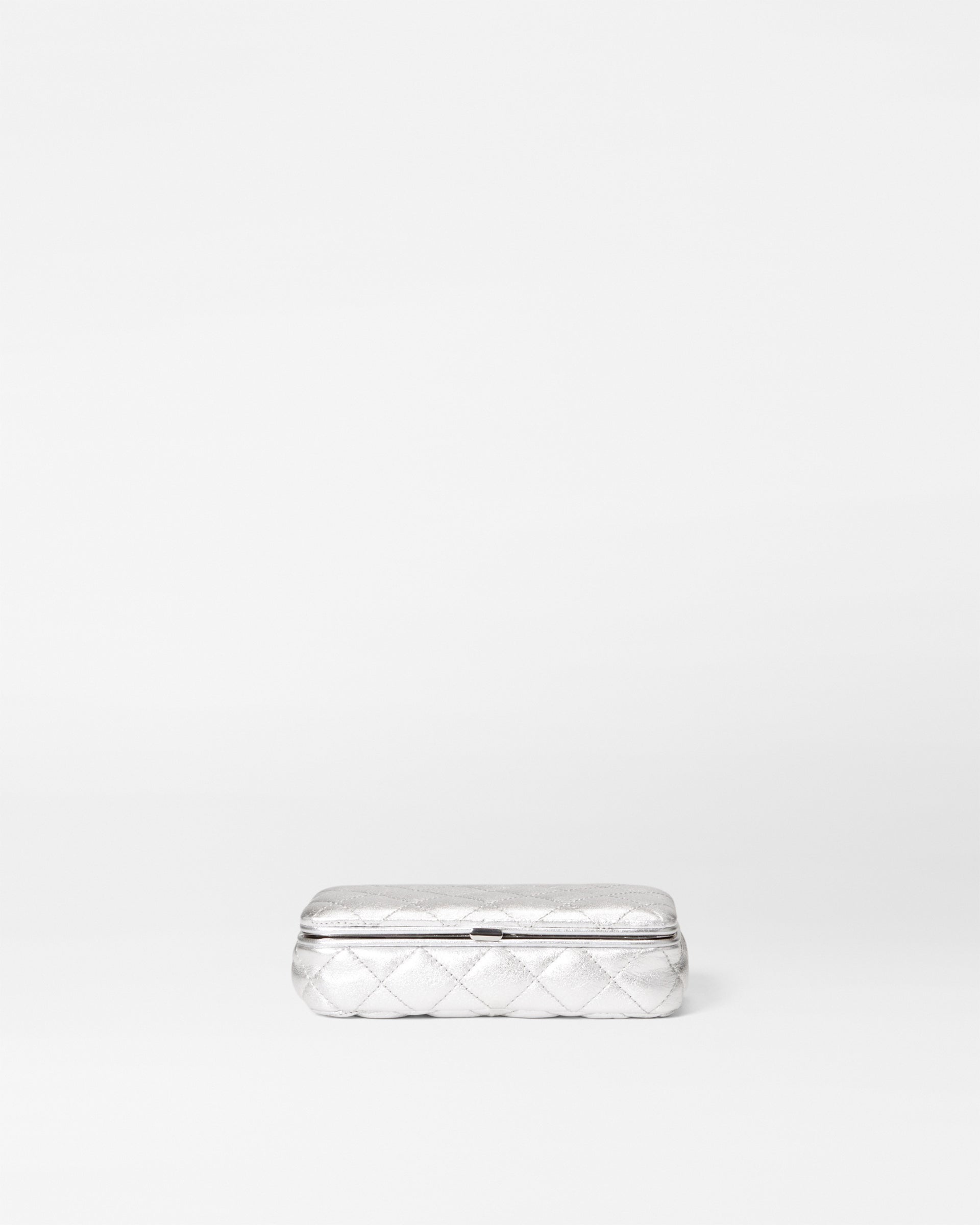 Silver Metallic Leather Medium Retro Frame Case